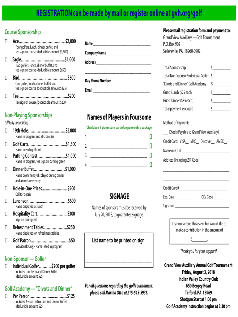 Fillable Online Golf Tournament Registration Form Fax Email Print ...