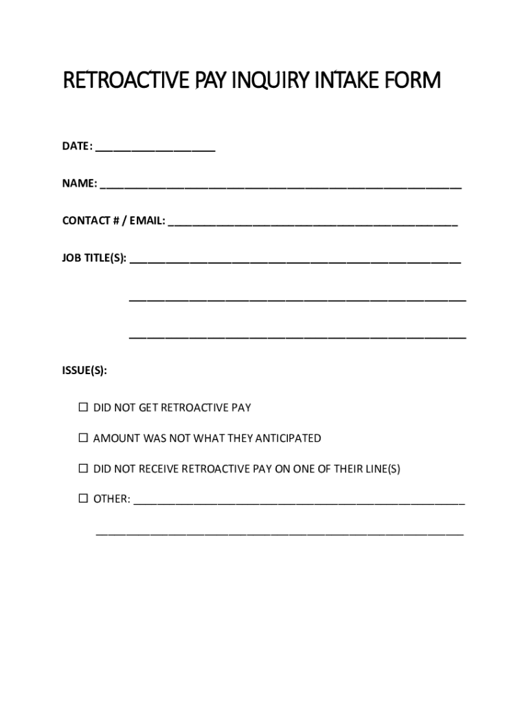 Fillable Online www.kbcc.cuny.eduhumanresourcesdocumentsRETROACTIVE PAY ...