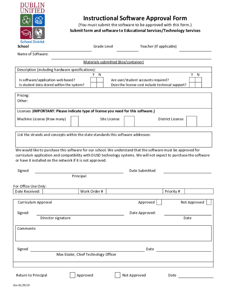 Fillable Online Instructional Software Approval Form Fax Email Print - pdfFiller