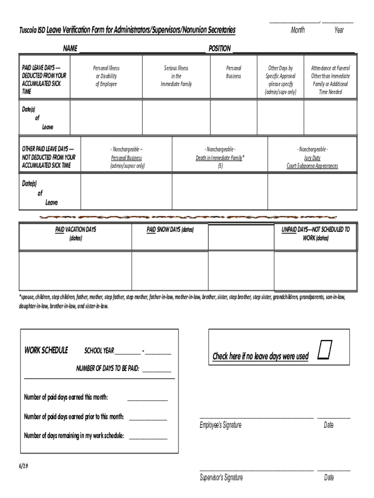 Fillable Online www.pdffiller.com78319063--Leave-VerificationFillable ...