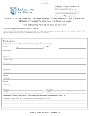 Fillable Online assets.publishing.service.gov.ukgovernmentApplication for tree works: works to ...
