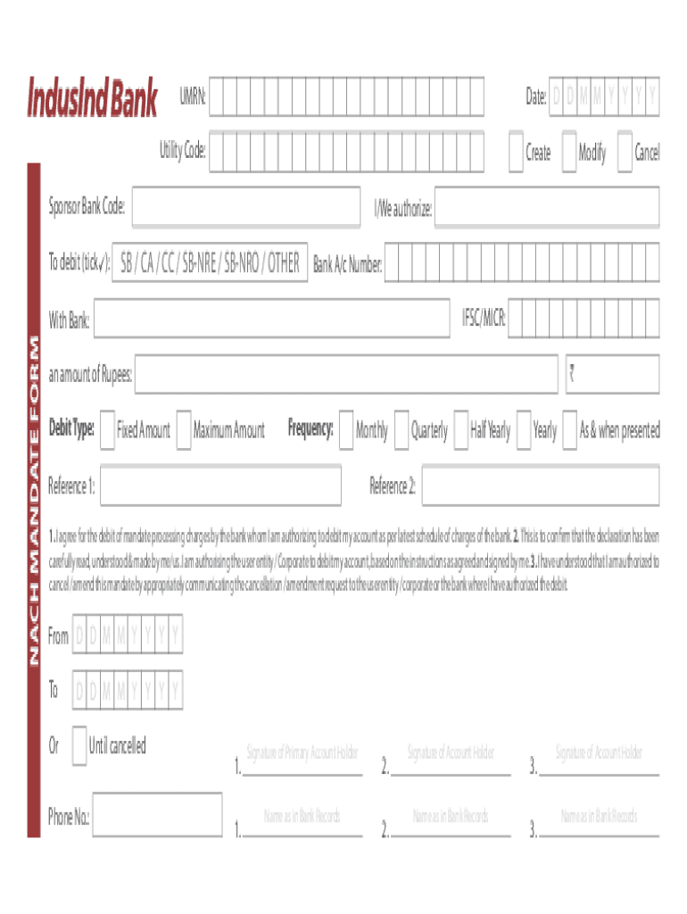 Fillable Online NACH MANDATE INSTRUCTION FORM (NPCI)-.cdr Fax Email ...