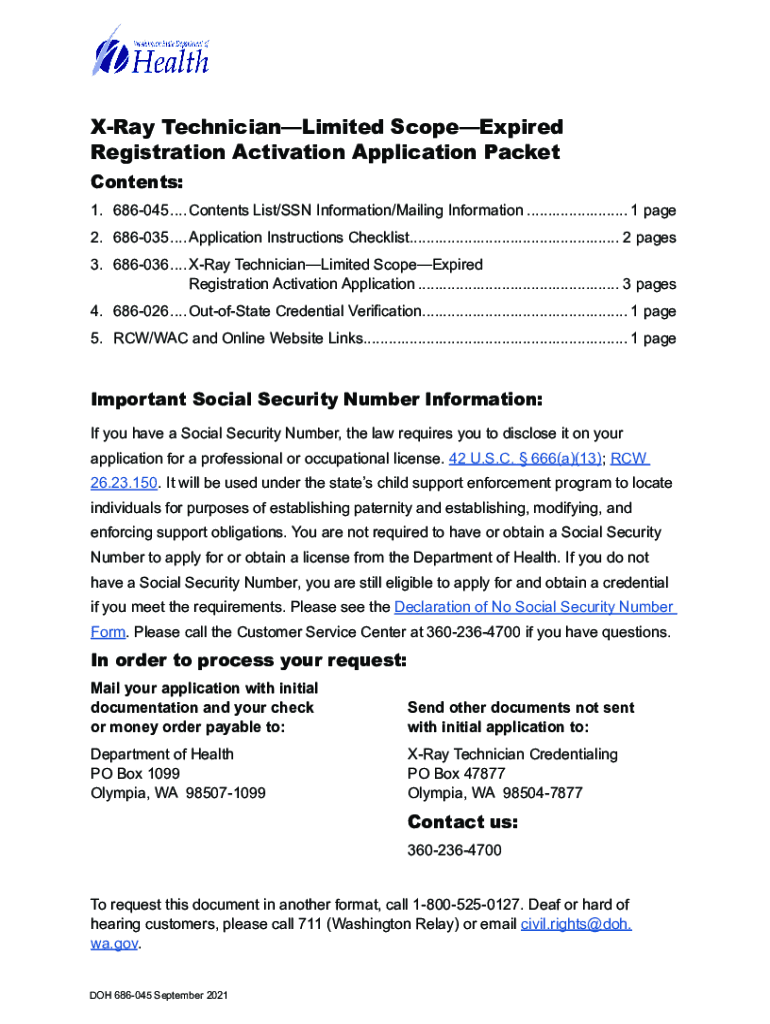 Fillable Online doh wa X-Ray Technician Expired Registration Activation ...