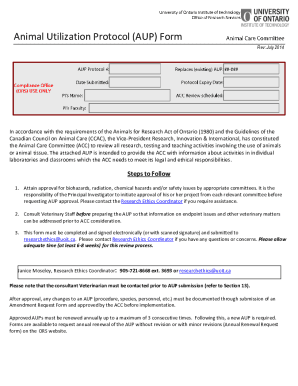 Fillable Online Animal Utilization Protocol - Form Fax Email Print ...