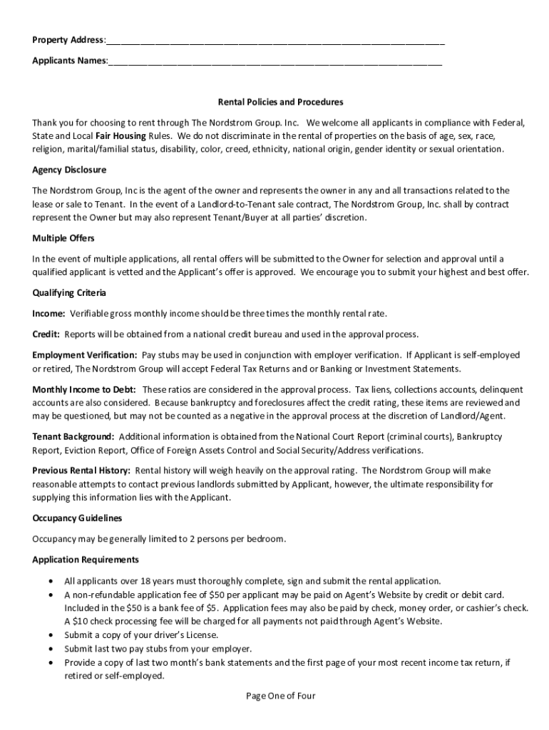 Fillable Online Tenants Rental Policies and Procedures Fax Email Print ...