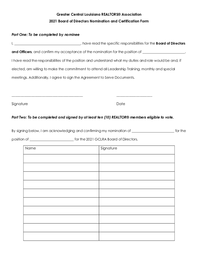 Fillable Online Part One: To be completed by nominee Fax Email Print - pdfFiller