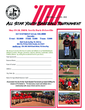 Fillable Online All Star Youth Baseball Tournament Fax Email Print ...
