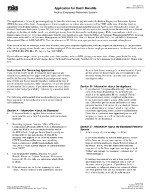 Fillable Online Application For Death Benefits OMB Number 3206-0172 ...