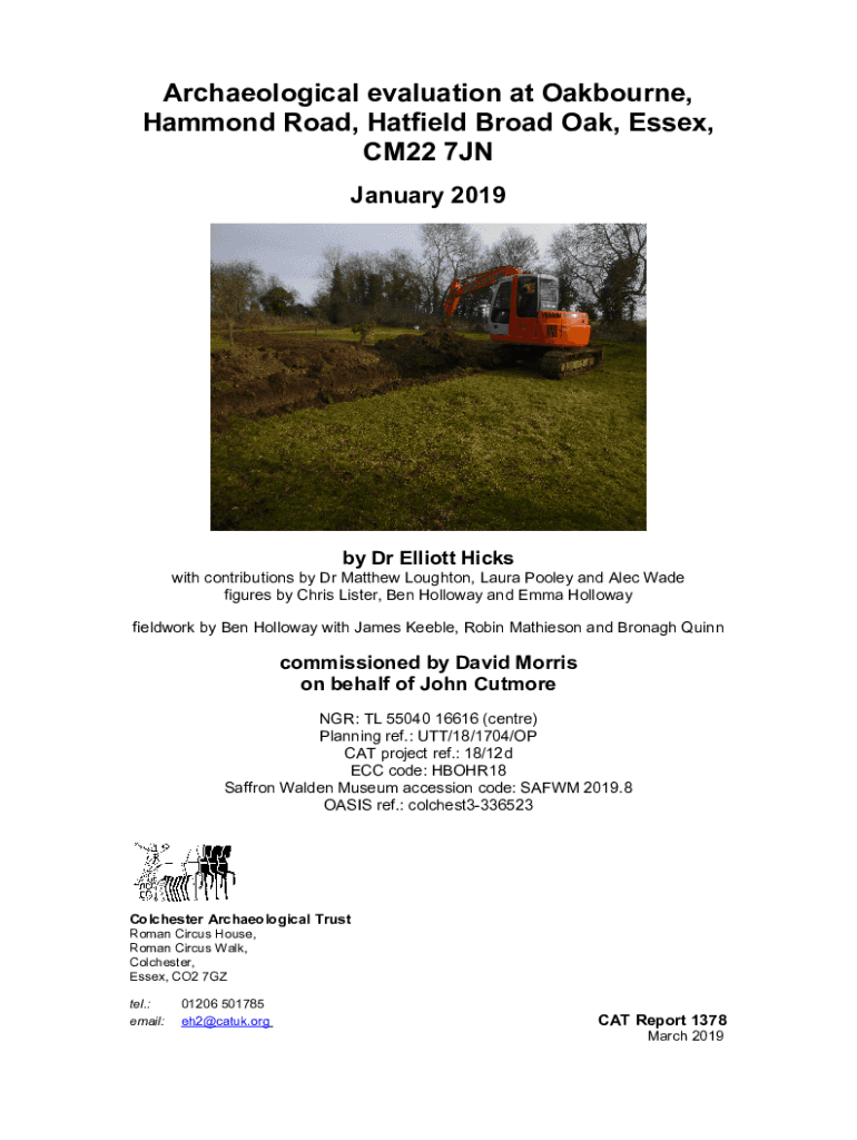 Fillable Online Archaeological evaluation at Wildwood, 26 Bush End Road ...