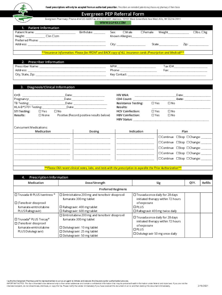 Fillable Online Evergreen PEP Referral Form Fax Email Print - pdfFiller