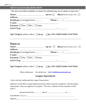 Fillable Online Player #2 League Agreement Fax Email Print - pdfFiller