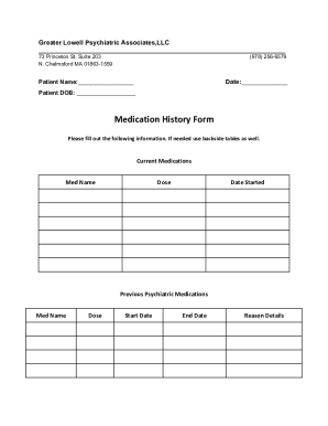Fillable Online FORM - MEDICATION HISTORY.docx Fax Email Print - pdfFiller