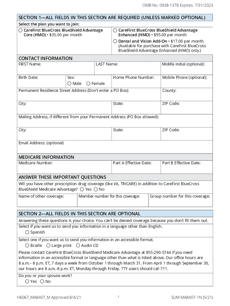 Fillable Online OMB No. 0938-1378 Expires: 7/31/2023 Individual ...