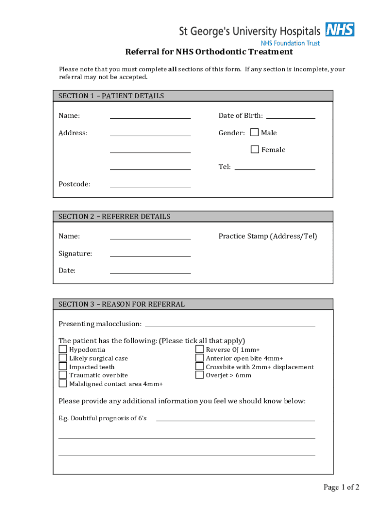 Fillable Online Guidelines for referral to The Solent NHS Trust Special ...