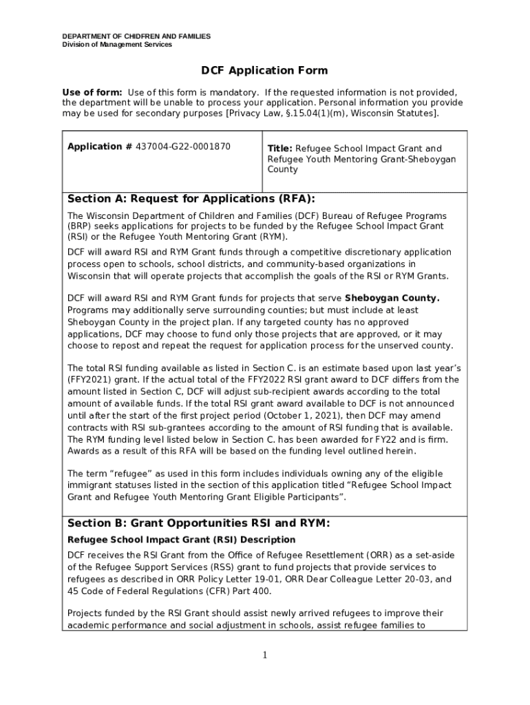 dcf.wisconsin.gov files financeDCF Application - Wisconsin - dcf ...