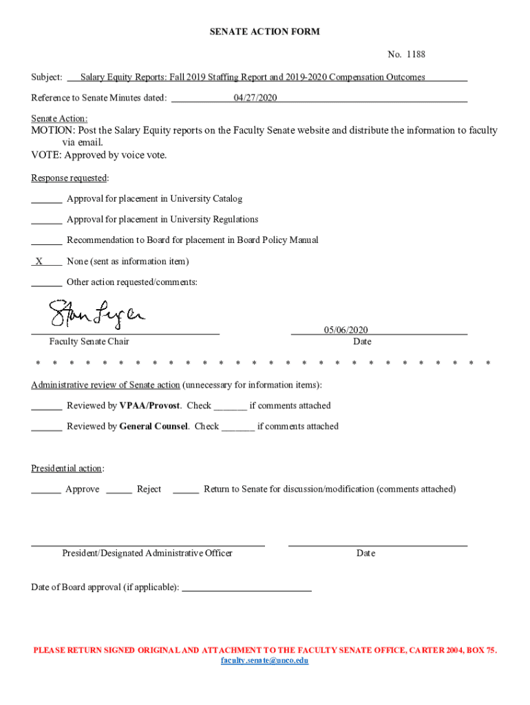 Fillable Online Senate Action 1188 Salary Equity Staffing Report and ...