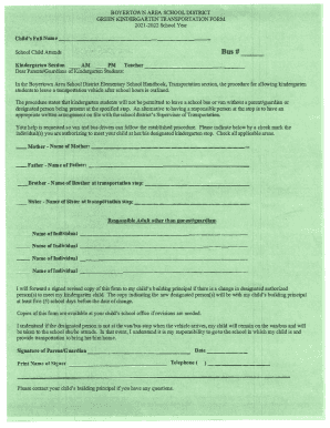Fillable Online Green Kindergarten Transportation Form Fax Email Print ...