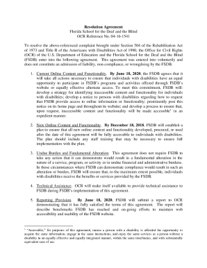 Fillable Online www2 ed Florida School for the Deaf and the Blind (PDF). Resolution Agreement ...
