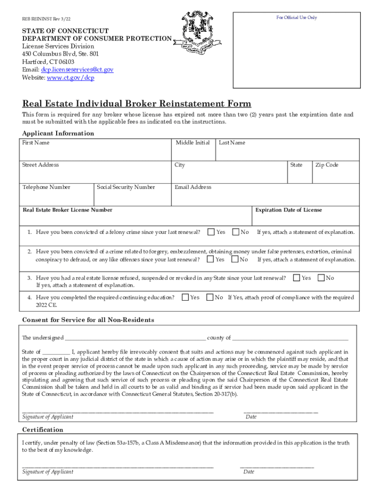Fillable Online Reinstatement Instructions for Real Estate Broker Legal Entity Expired ... Fax ...