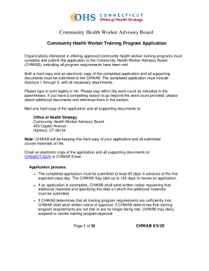 Fillable Online Community Health Worker Advisory Body--CHW Training ...