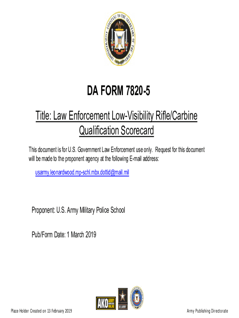 Fillable Online armypubs army DA FORM 7820-5 - Army Publishing ...