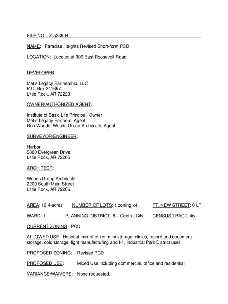 Fillable Online Z-5239-H NAME: Paradise Heights Revised Short-form PCD ...