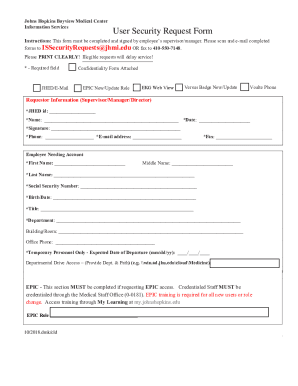 Fillable Online User Security Request Form - Johns Hopkins Medicine Fax ...