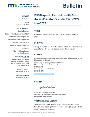 Fillable Online Bulletin 21-21-12 DHS Requests Biennial Health Care ...