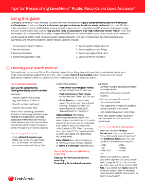 Fillable Online Tips for Researching LexisNexis Public Records via ...