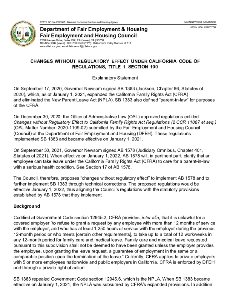 Fillable Online Department of Fair Employment & Housing Fair Employment ...