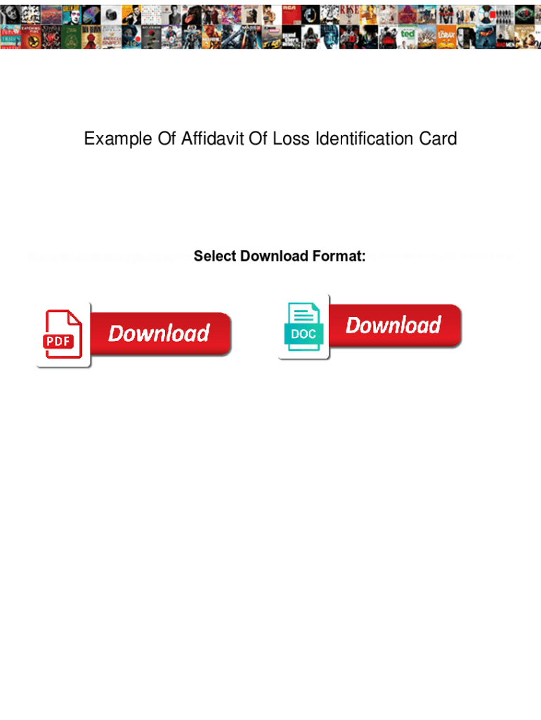 Fillable Online Example Of Affidavit Of Loss Identification Card ...