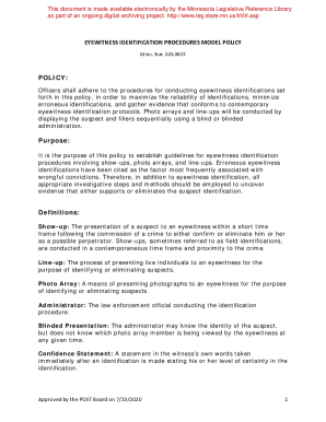 Fillable Online Eyewitness Identification Procedure Model Policy Fax ...
