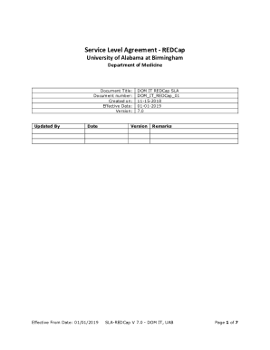Fillable Online Service Level Agreement - REDCap Fax Email Print - pdfFiller