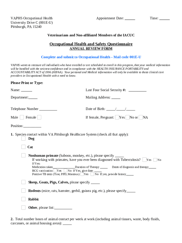 For VAPHS Occupational Health Service Use Only Doc Template | pdfFiller