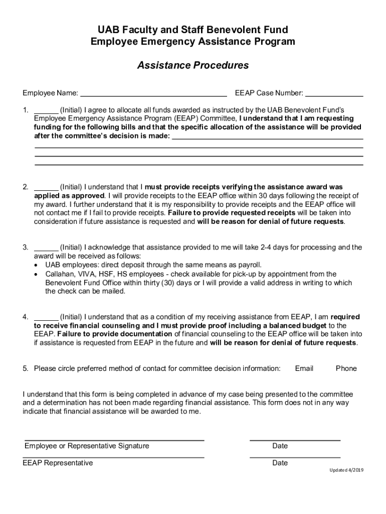 Fillable Online UAB Faculty and Staff Benevolent Fund Employee ...