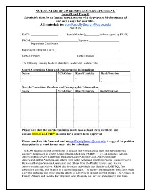 Fillable Online SOM Notification of Leadership Opening (Internal Form 1 ...