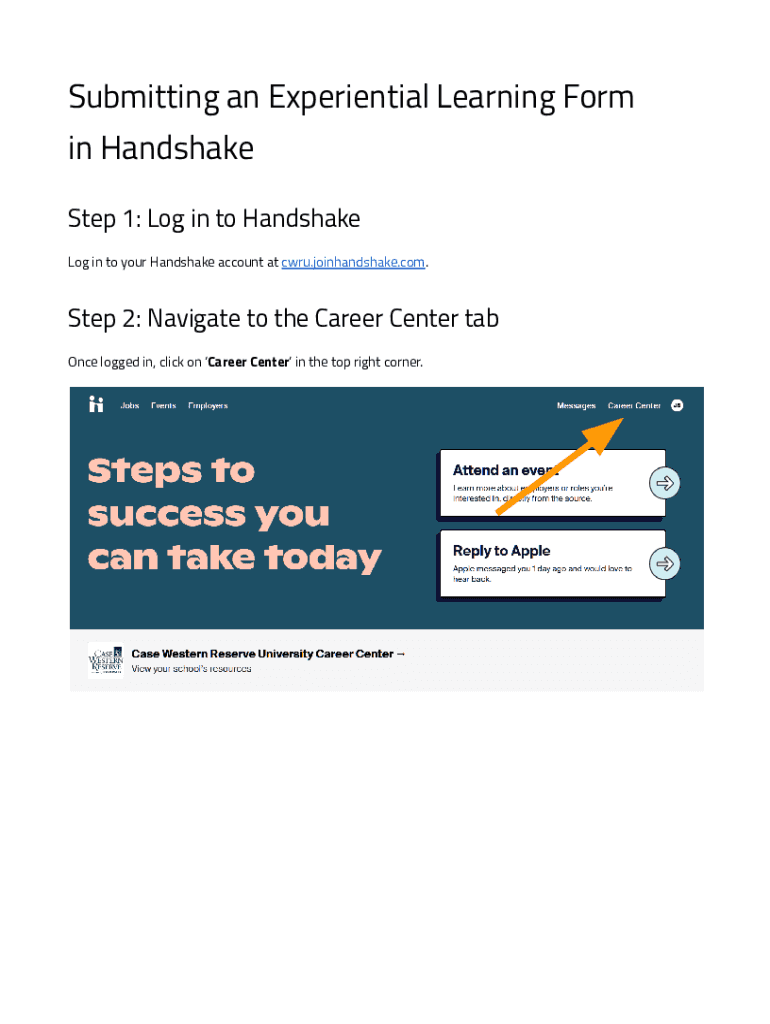Fillable Online Submitting an Experiential Learning Form in Handshake Fax Email Print - pdfFiller