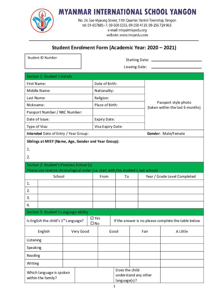 Fillable Online Student Enrollment Form TemplateJotformStudent ...