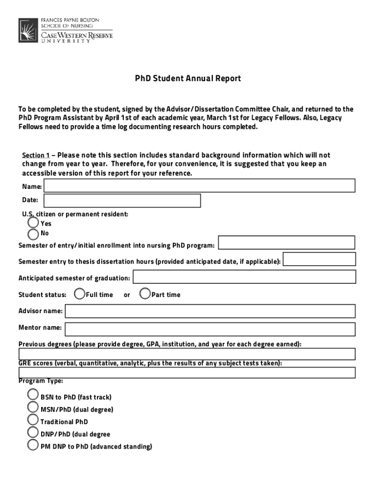 Fillable Online PhD Student Annual Report Fax Email Print - pdfFiller