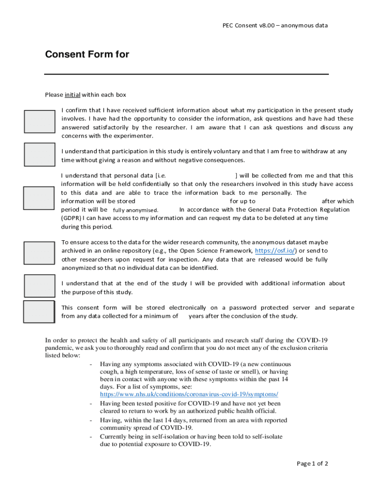 Fillable Online Consent Form for - University of Aberdeen Fax Email ...