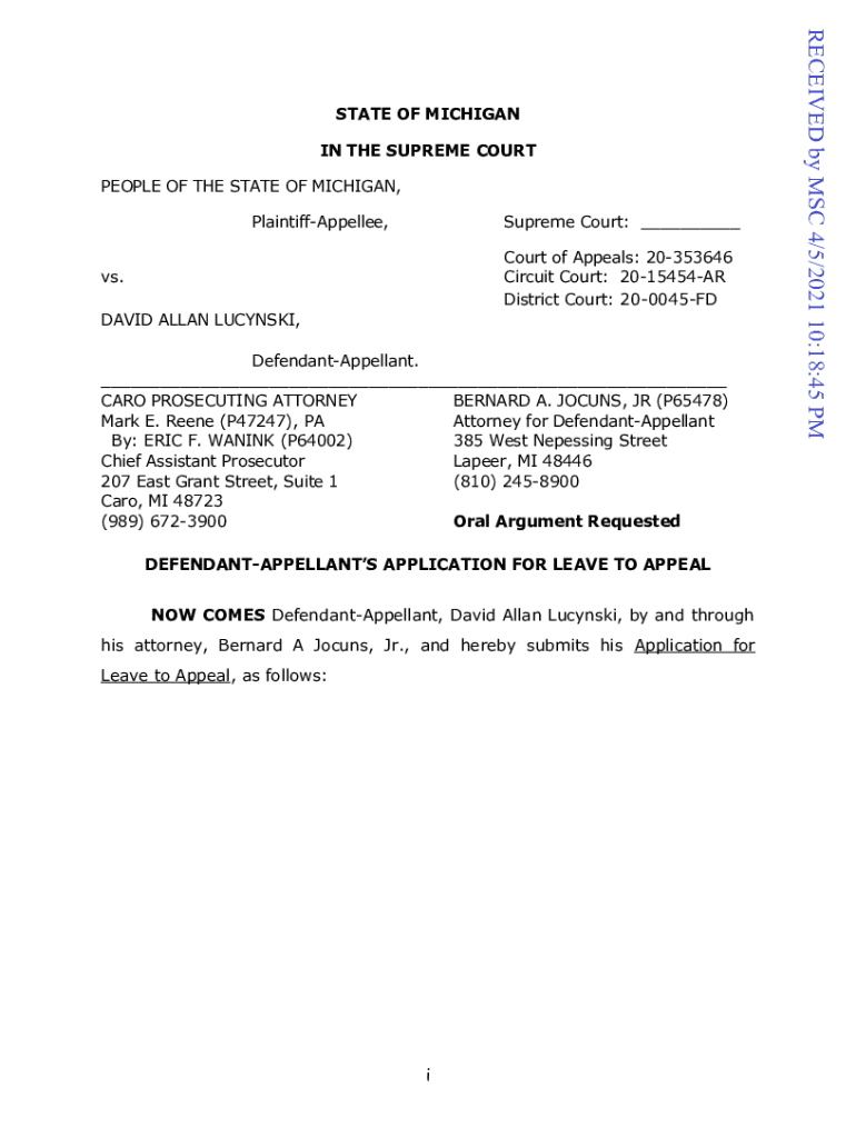 Fillable Online People of the State of Michigan, Plaintiff-Appellee, v ...