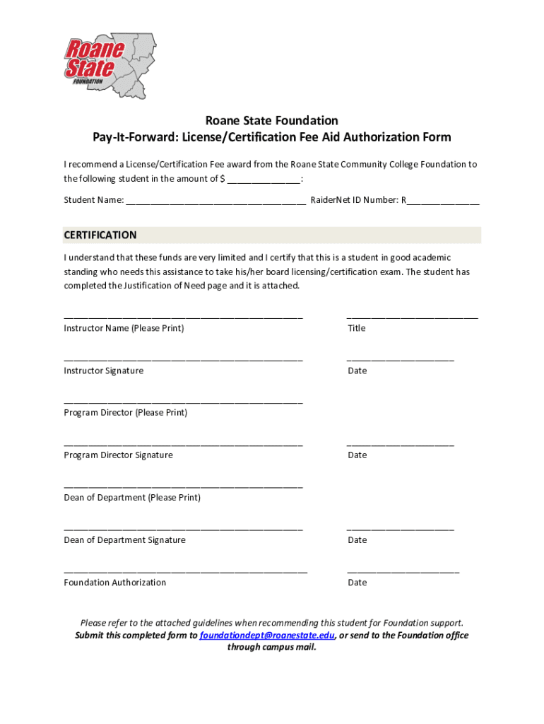 Fillable Online License/Certification Fee Aid Authorization Form Fax ...
