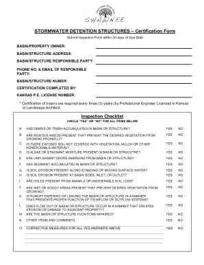 Fillable Online Storm Water Detention/ Retention Structures Inspection ...