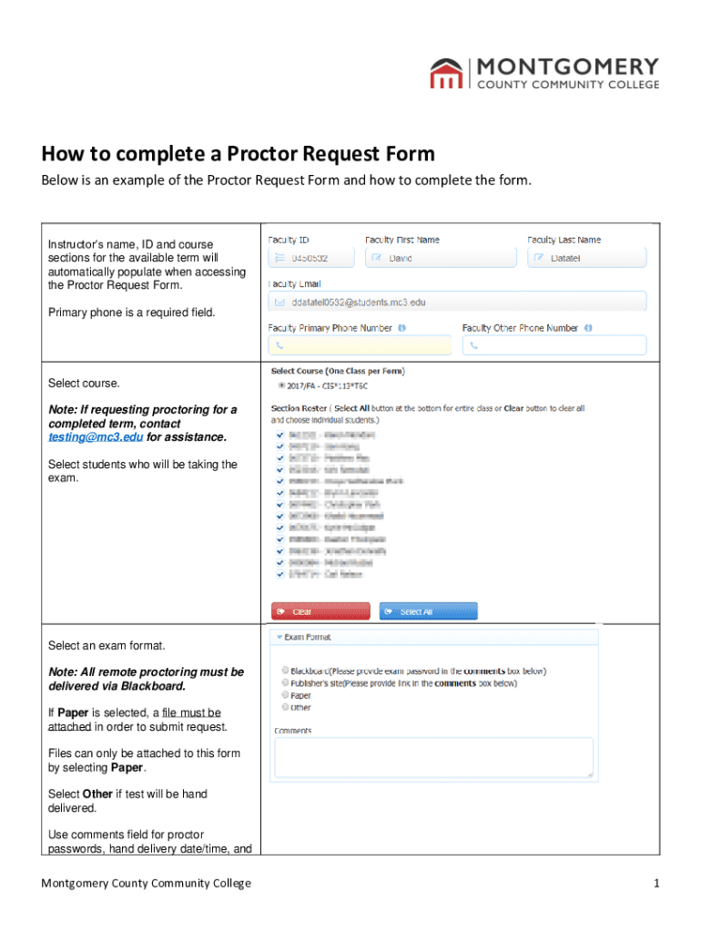 Fillable Online www.mc3.edudocssample-proctor-request-formHow to complete a proctor request form ...