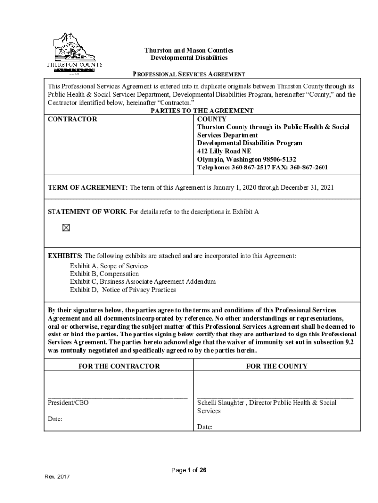 Fillable Online Sample Contract Professional Services Agreement 2019 ...