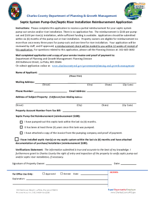 Fillable Online Septic System Pump-Out/Septic Riser Installation Reimbursement ... Fax Email ...