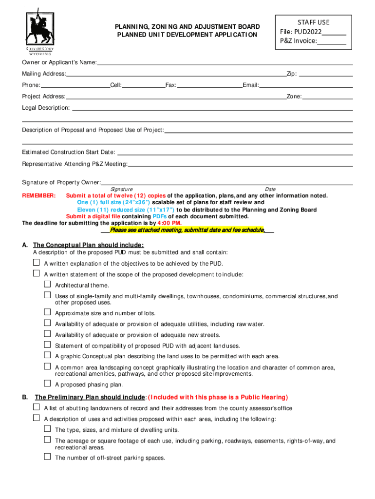 Fillable Online www.codywy.govDocumentCenterViewSTAFF USE PLANNING, ZONING AND ADJUSTMENT BOARD ...
