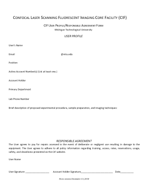 Fillable Online CIF User Profile Responsible Agreement Form Fax Email ...