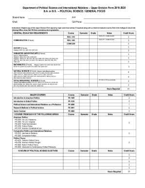 Fillable Online Upper Division Form 2019-2020 B.A. or B.S.POLITICAL ...