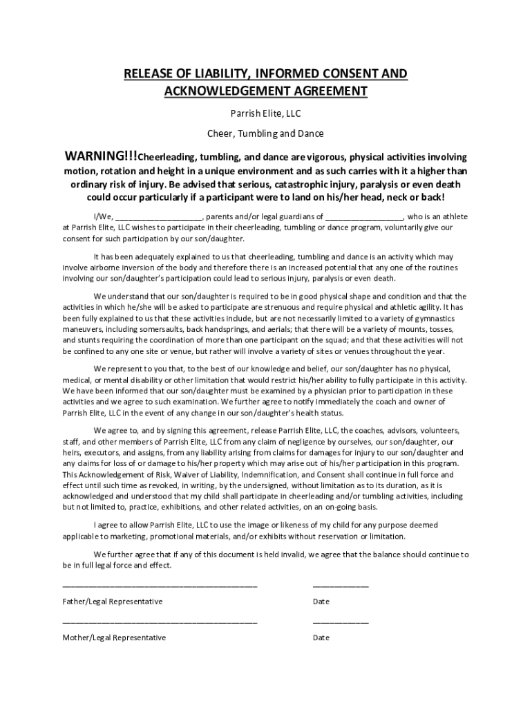 Fillable Online WAIVER OF LIABILITY, INFORMED CONSENT, MEDICAL RELEASE AND INDEMNITY ... Fax ...